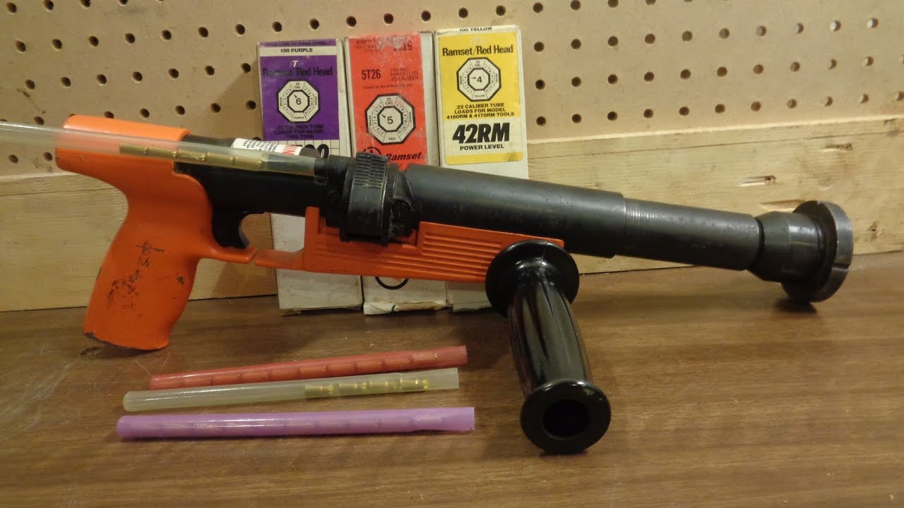 Ramset T 100 With Sideloader Medium Velocity Powder Actuated Tool - YouTube
