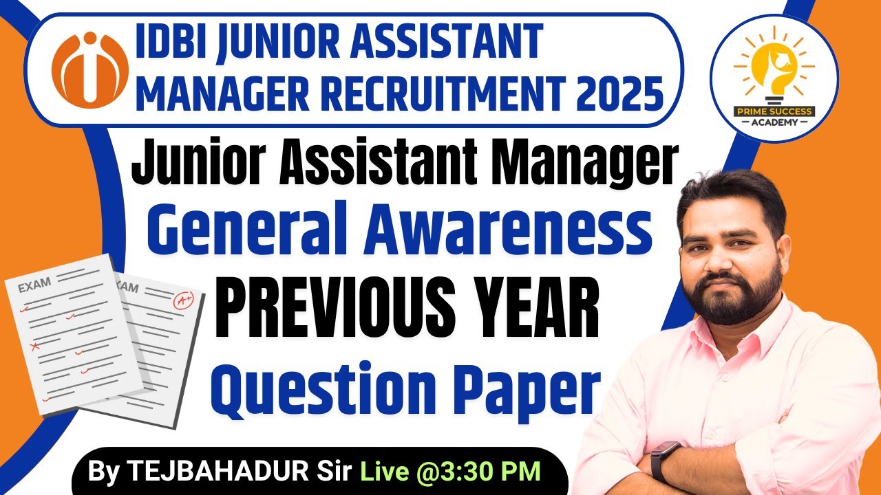 IDBI Junior Assistant Manager General Awareness Previous Year Paper ...