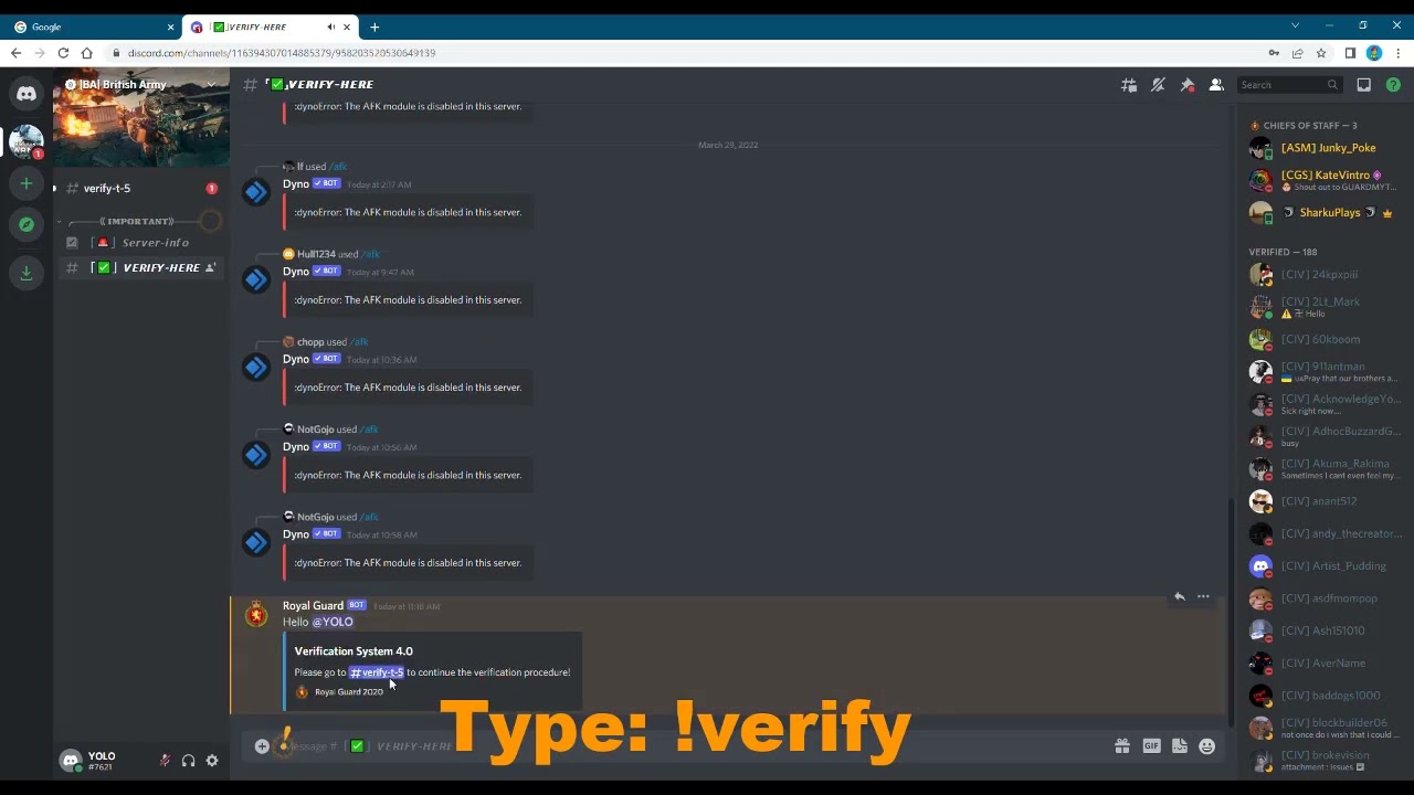 [2022] How to Verify in the Sharkues British Army Discord Sever - YouTube