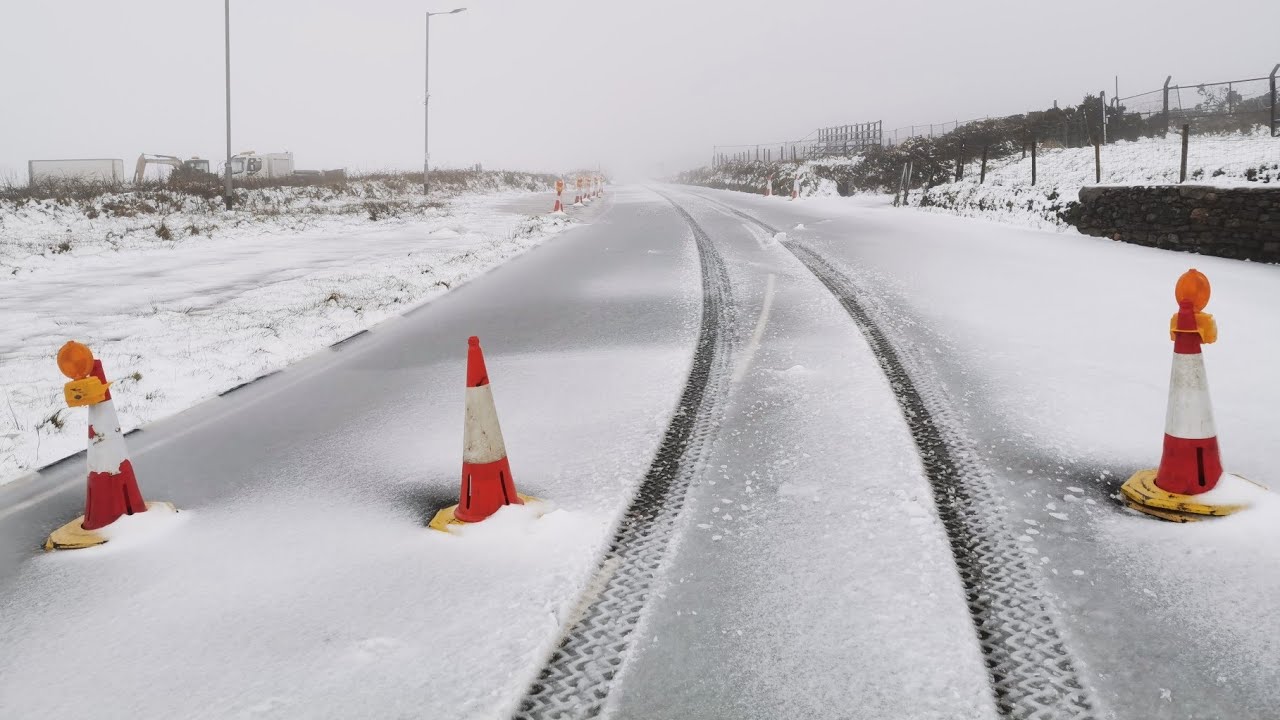 Snow closes Isle of Man Mountain Road February 2020 - YouTube