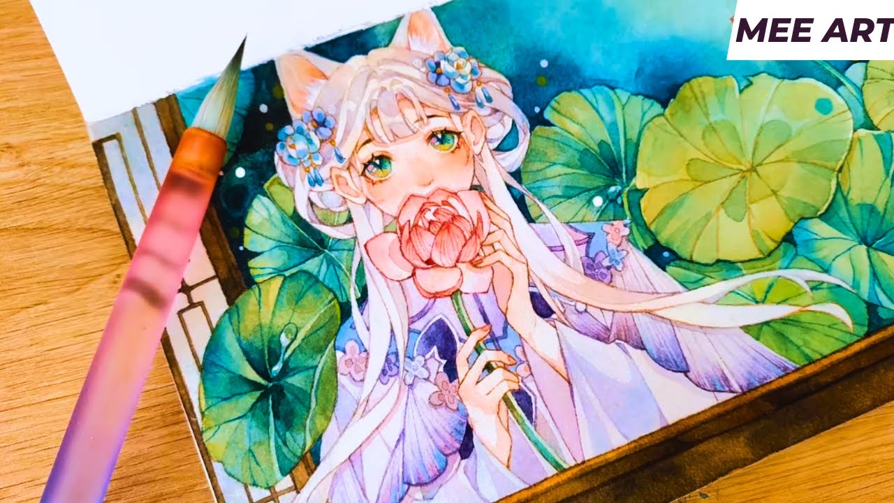 Coloring Using Gouache Step By Step | Anime Fanart Watercolor Painting ...