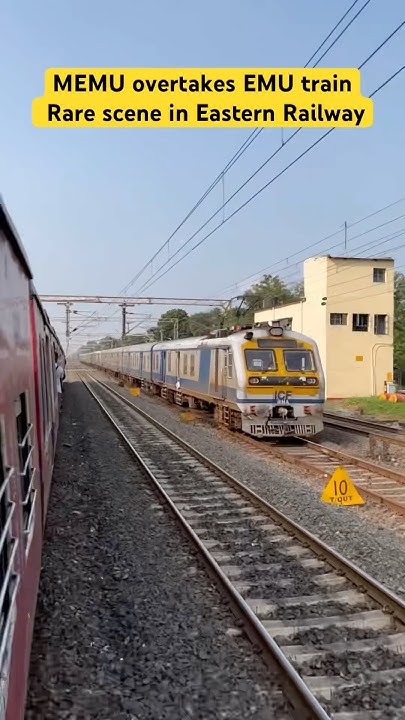MEMU overtakes EMU trains Rare scene in Eastern Railway - YouTube