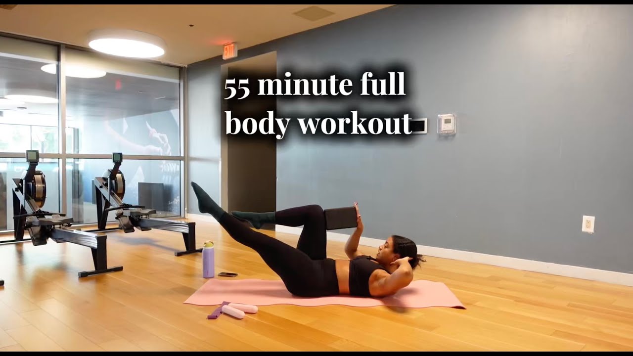 55 MINUTE FULL BODY MAT PILATES WORKOUT | At Home Workout | Block ...