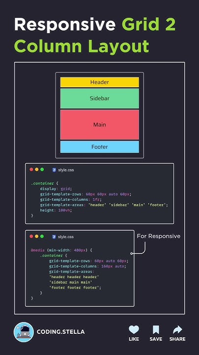 CSS Grid Responsive Layout with HTML Semantic 2 Column Layout Flex - YouTube