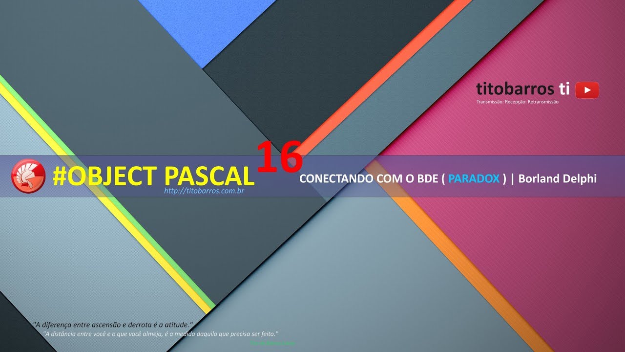 OBJECT PASCAL | 16 | Conexão com o BDE (Paradox) - YouTube