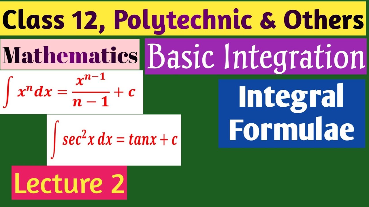 Basic Integration (Part 2) Fundamental Integral Formulae - YouTube