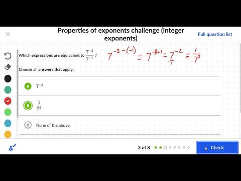 Properties of exponents challenge (integer exponents) - YouTube