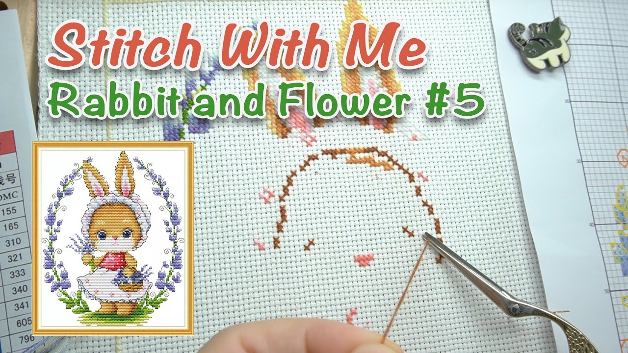 Stitch With Me - Rabbit And Flower #5 [no talk] - YouTube