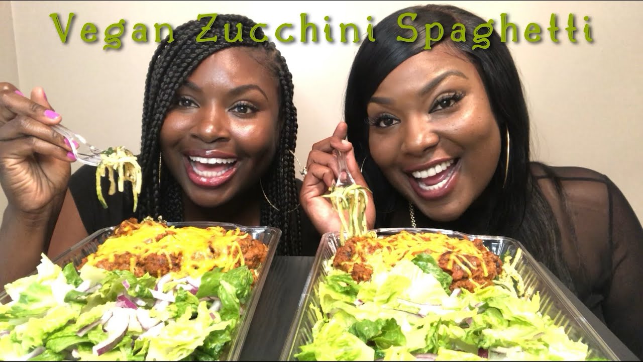 Vegan Zucchini Spaghetti Mukbang | Eating Show - YouTube