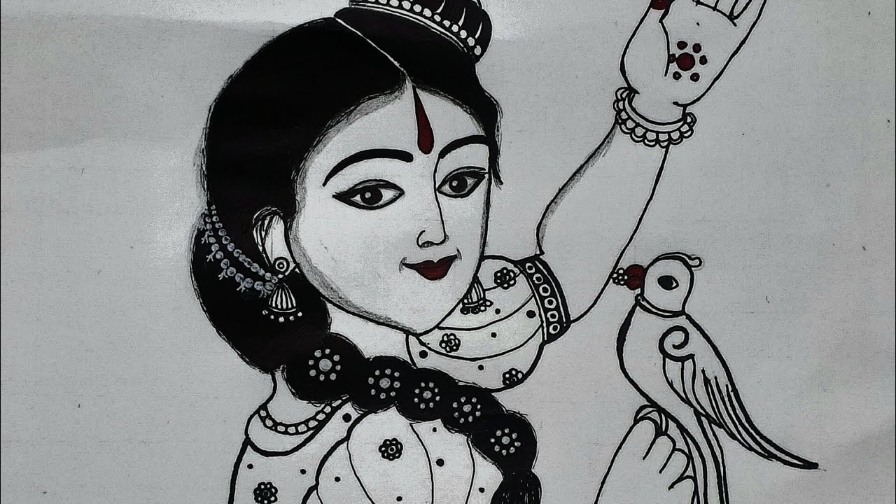 goda devi drawing |step by step drawing for beginners| #drawing #penart ...