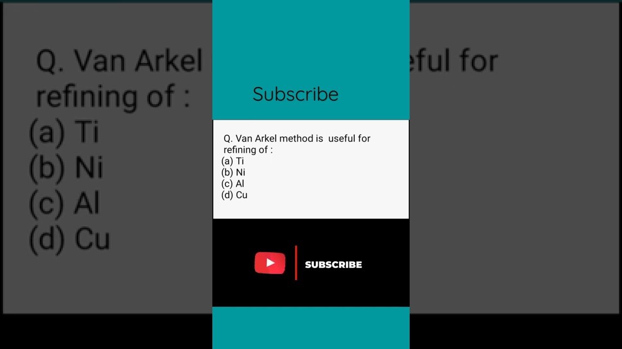 Van arkel Method is used for refining of: - YouTube