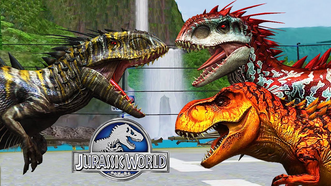 Tyrannosaurus rex vs Indominus rex vs Indominus rex gen 2 Fight ...