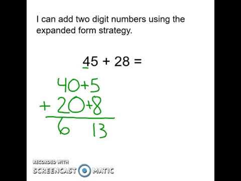 2.NBT.5 add two digit numbers using the expanded form strategy - YouTube