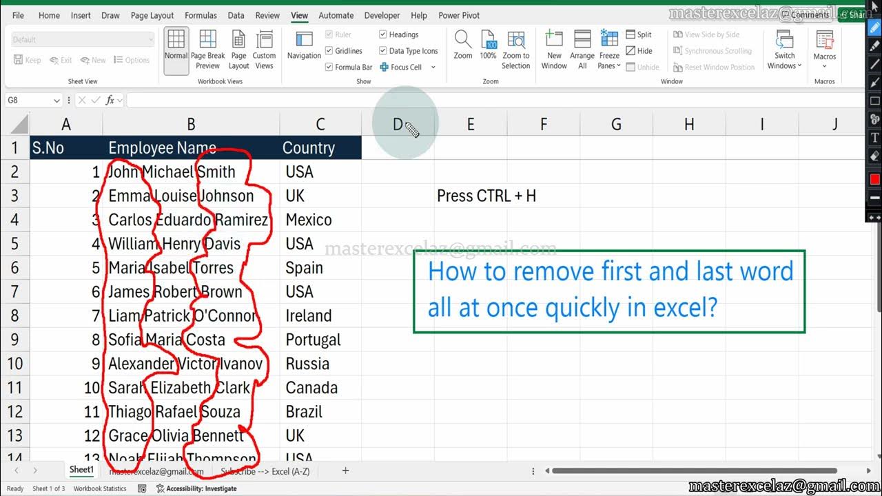How to REMOVE FIRST & LAST NAME all at once quickly in excel - Excel Tips and Tricks tutorial ...