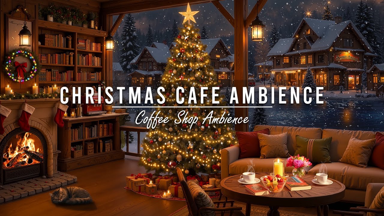 Christmas Jazz Background Music with Warm Crackling Fireplace to Relax ...