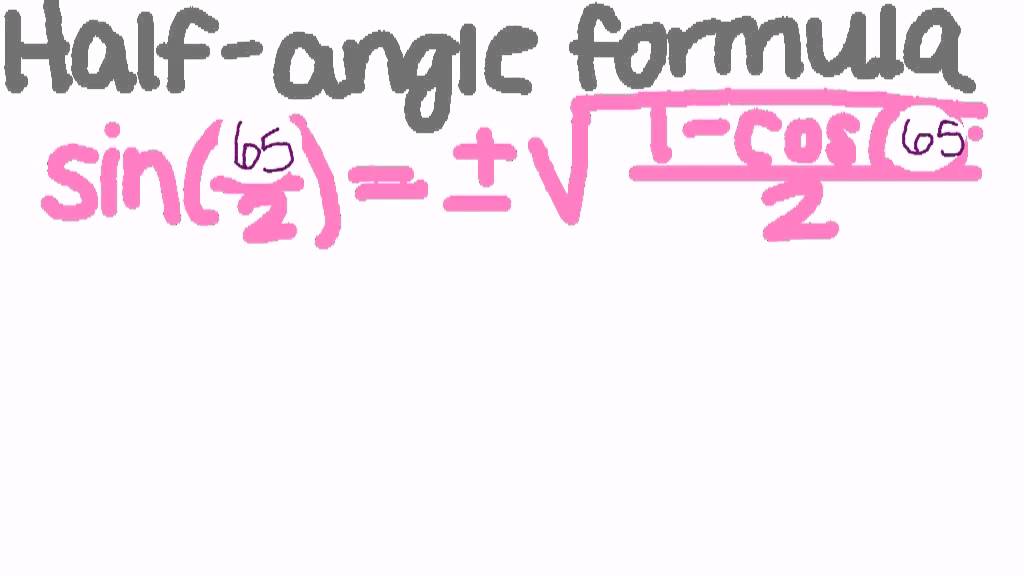 half angle formula - YouTube