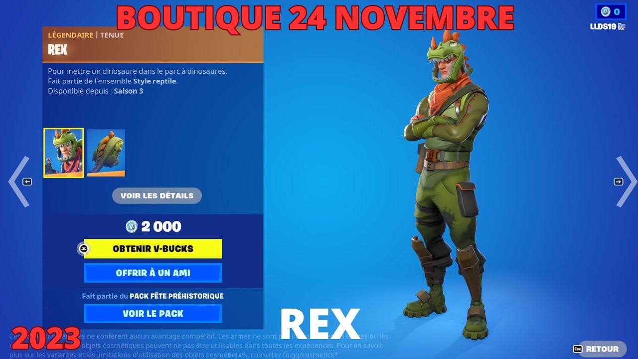*NEW* REX FORTNITE SKIN BOUTIQUE 24 NOVEMBRE FORTNITE BATTLE ROYAL ITEM ...