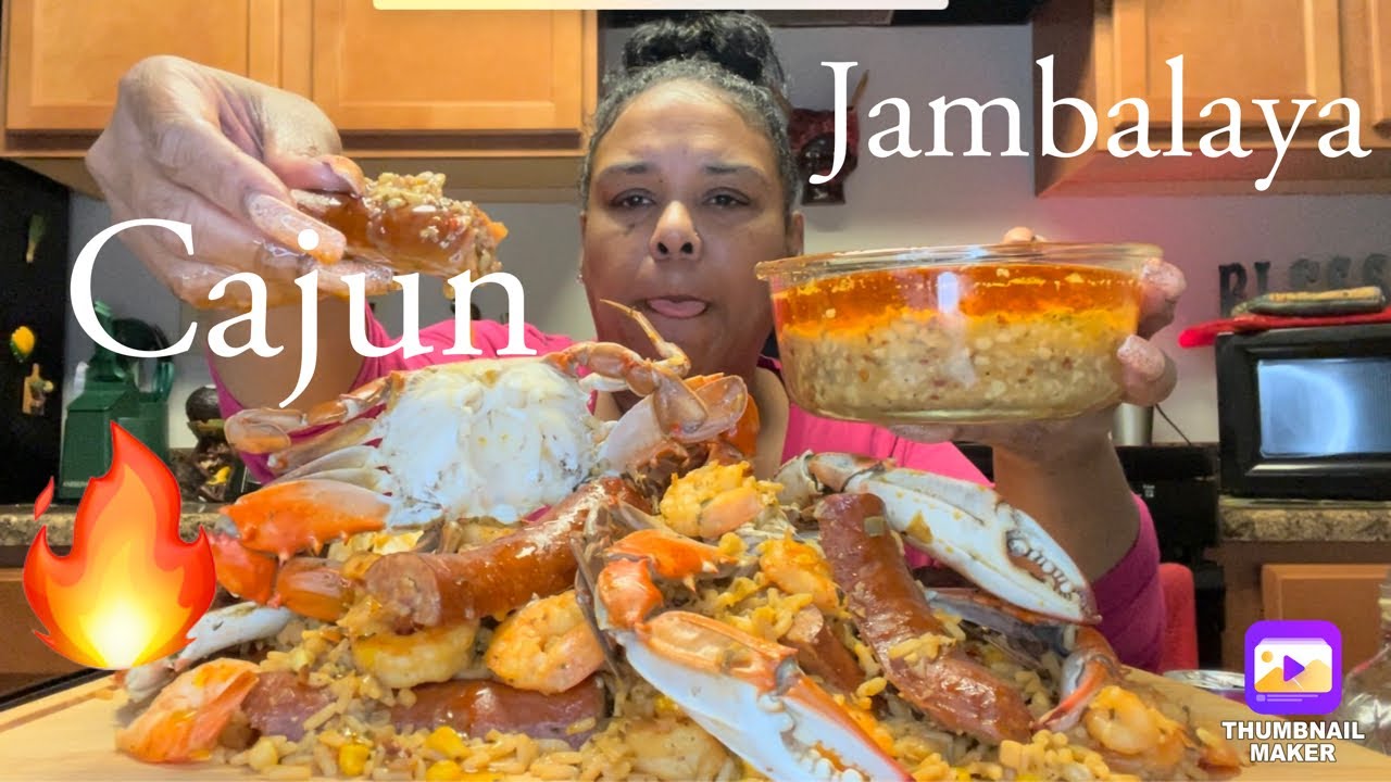 Cajun Jambalaya w/ Blue Crab + w/ My Liquid Gold Sauce | Mukbang 🔥 ...