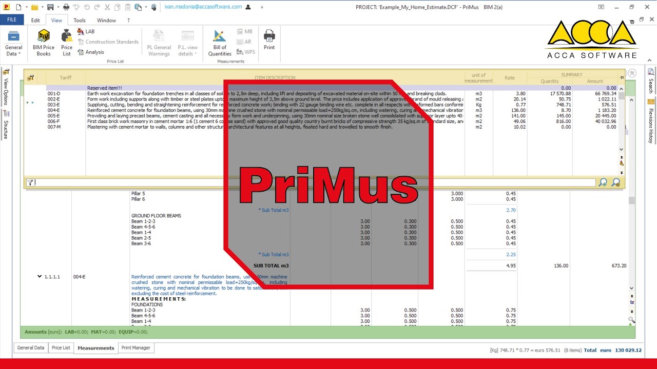 Cost Estimating Software | PriMus | ACCA software - YouTube