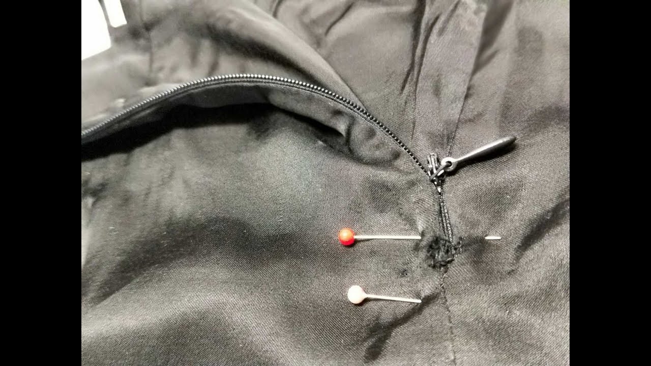How to fix a hole/ ripped at bottom/ zipper issues on satin lined skirt ...
