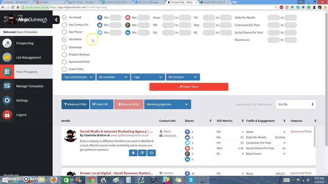 How to send emails in Ninja Outreach - YouTube