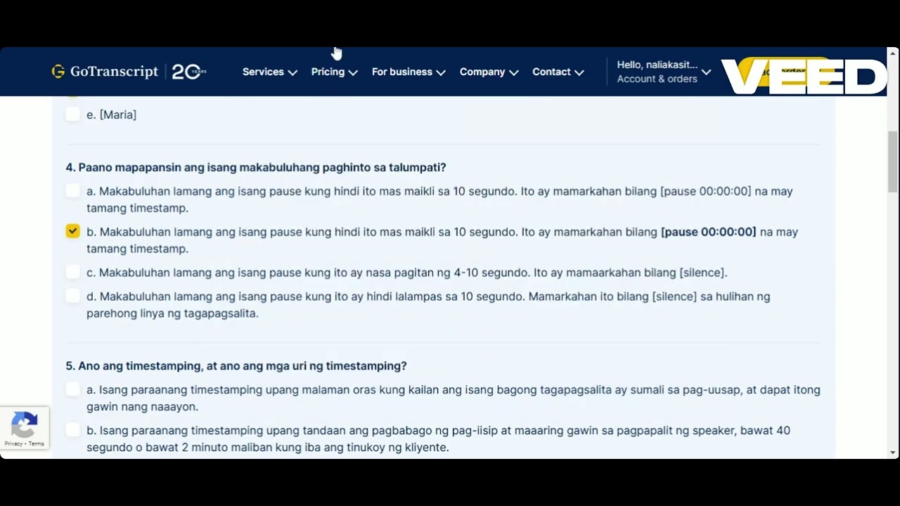 Online jobs Go Transcript Filipino test answers - YouTube