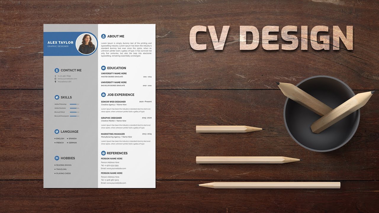 How to create a cv/resume template in photoshop | cv design in adobe ...