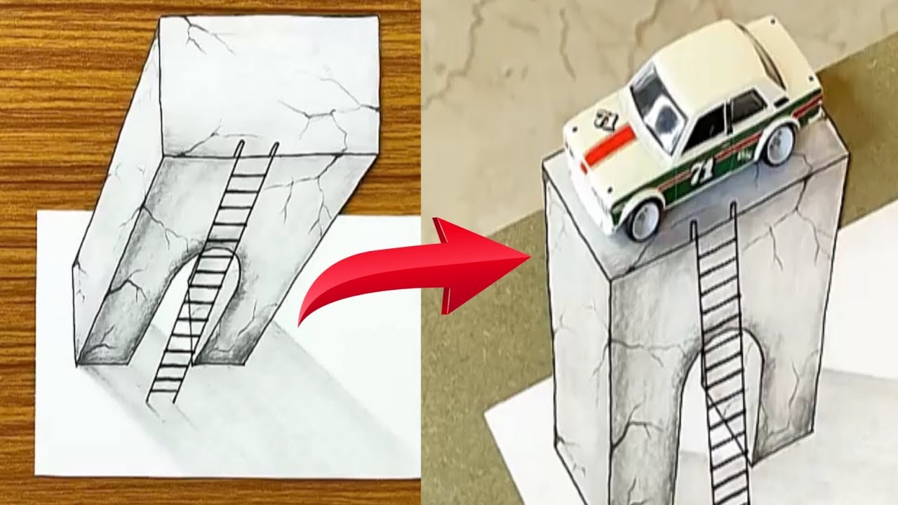 3d art drawing pencil How To Drawing 3D Floating 3D Trick Art on paper ...