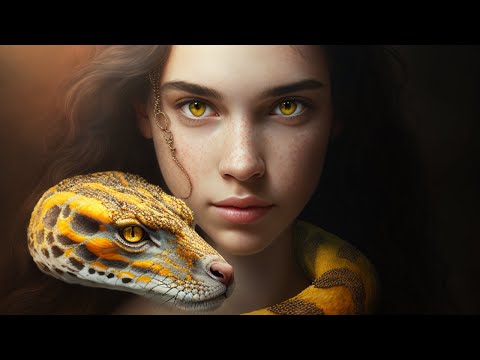 Beautiful girl & yellow python | Relax music