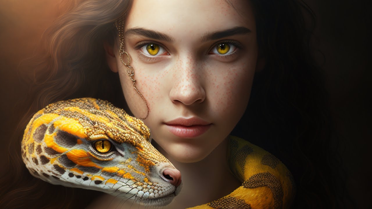 Beautiful girl & yellow python | Relax music - YouTube