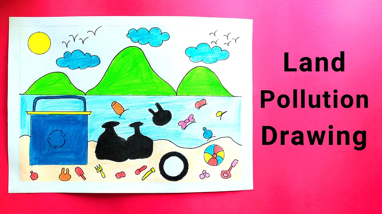 Land Pollution Drawing With Pencil