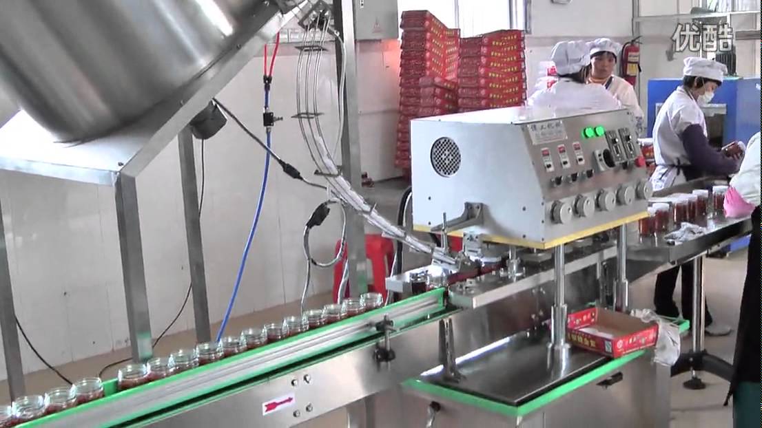 glass jar capping machine with cap feeding system automatic in-line cap ...