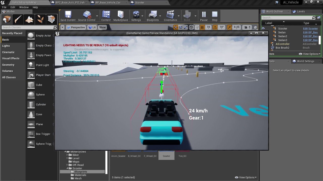 [ UE4 ] AI Vehicle - Test 05 - Straight line test ( Car View ) - YouTube