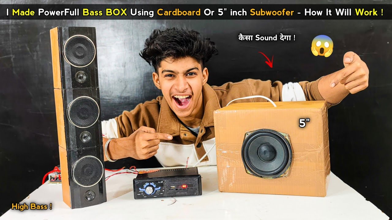 I Made PowerFull Bass BOX Using Cardboard Or 5" inch Subwoofer 😱 - How ...