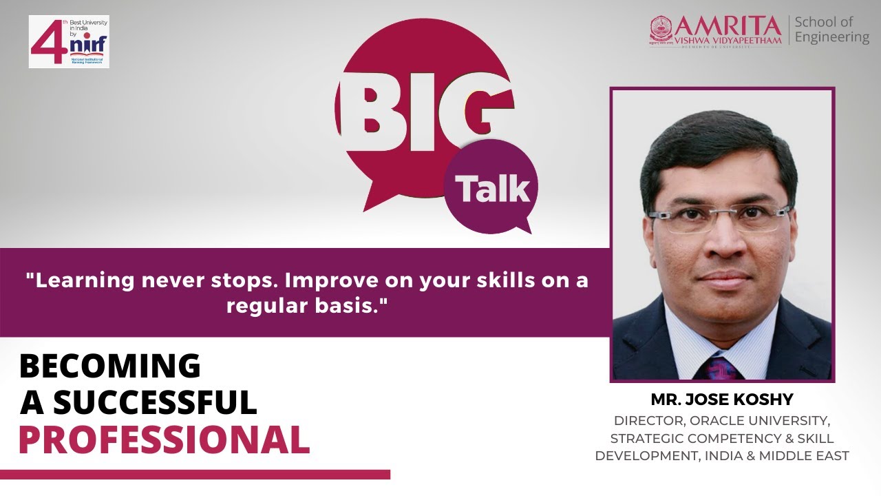 Big Talk- Mr. Jose Koshy | Becoming a successful professional - YouTube