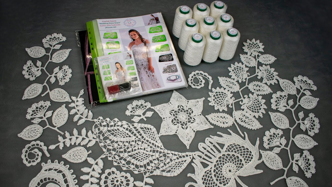 DIY crochet yarn kit. Gorgeous lace design. Viscose yarn. White wedding ...