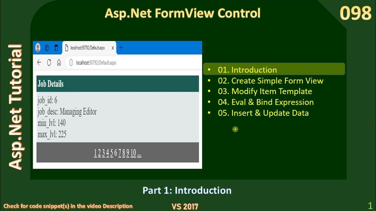 Asp Net FormView | Part 1 - Introduction | Asp Net Tutorial #98 - YouTube