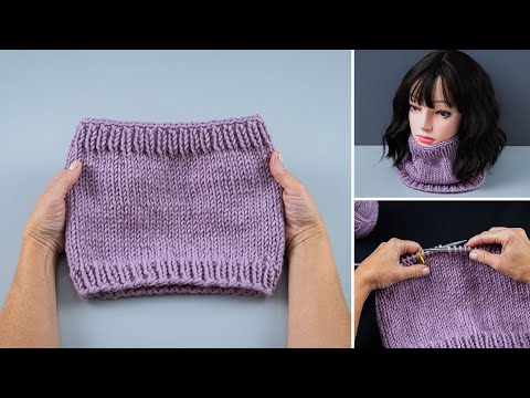 How to knit a warm snood-scarf quickly!