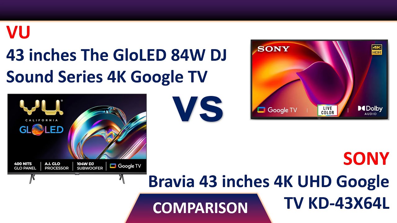 Vu 43 inch GloLED 4K Google TV Vs Sony 43 inch 4K Google TV KD 43X64L ...