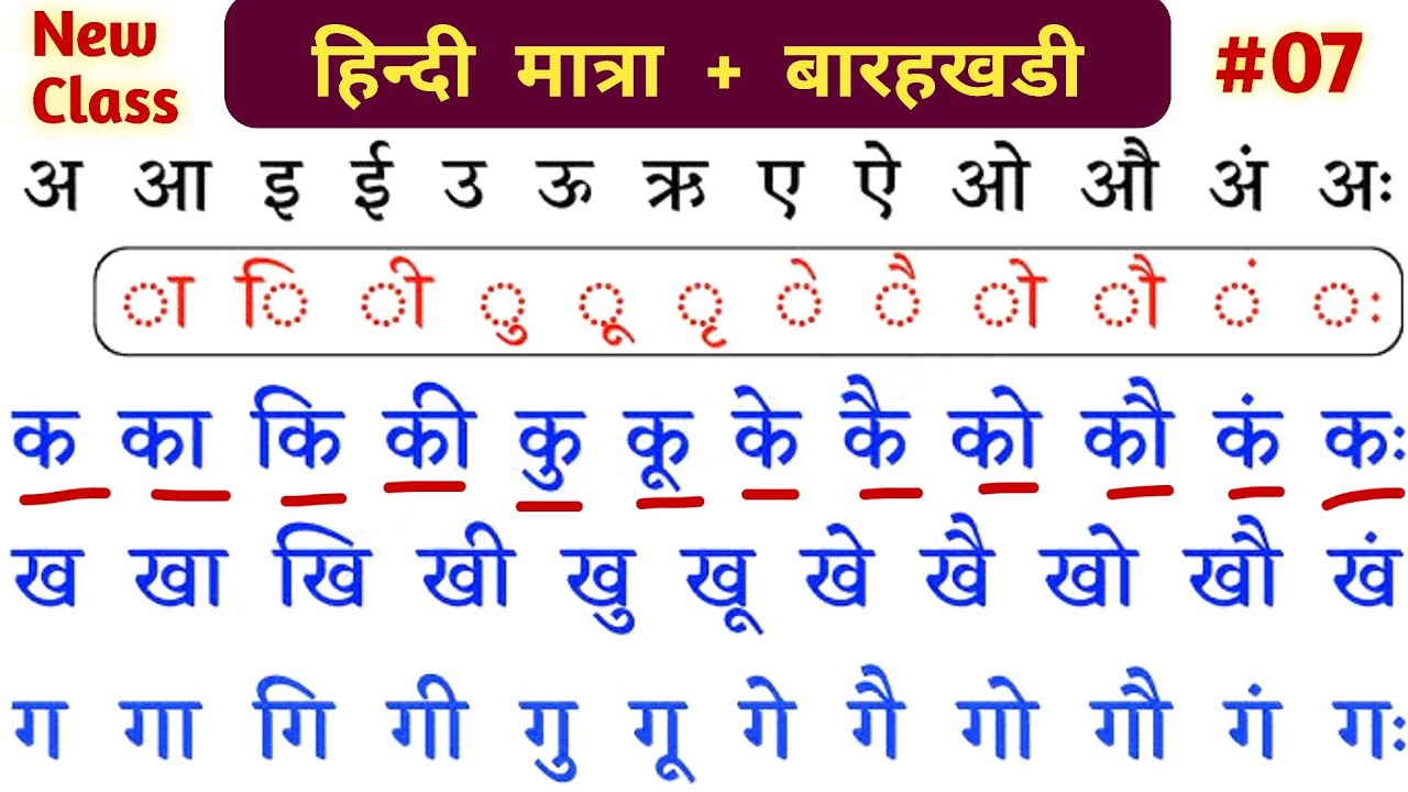 Barakhadi | Barakhadi in hindi mein | बारहखड़ी हिंदी में | क का कि की ...
