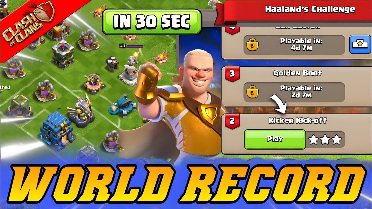 How to 3 Star Kicker Kick off Haaland Challenge in 30 Seconds (Clash of ...