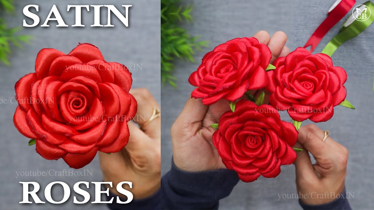 DIY Satin Ribbon Roses/How to make eternal roses /Ribbon tricks - YouTube
