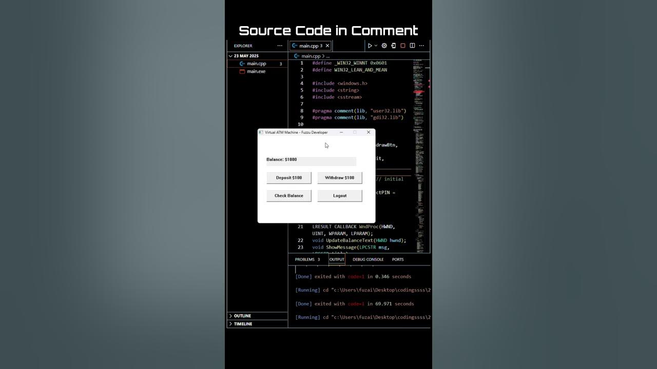 Virtual ATM Machine Demo 💸 – Deposit & Withdraw in Seconds! 🔐 #ATM #Python #FuzzuTech - YouTube