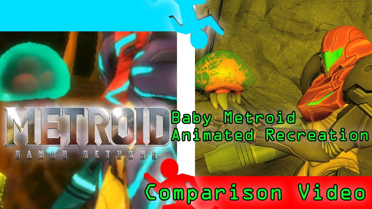 Metroid: Samus Returns - Baby Metroid Animated Recreation (Comparison ...