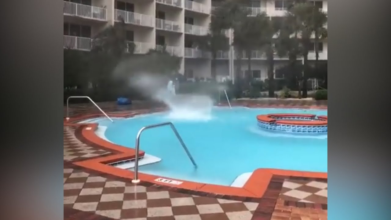 Subtropical Storm Alberto Causes Mini-waterspout In Hotel Pool - YouTube
