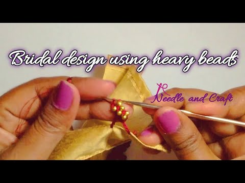 Grand Bridal krosha saree kuchu using small round gold beads | Heavy ...