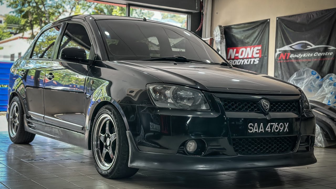 Proton Saga BLM Mivec PU Front Skirt Install - YouTube
