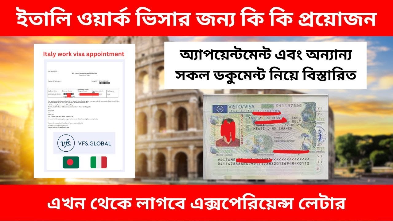 vfs global work visa process update 2024 || italy visa appointment ...