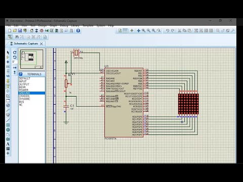 Dot matrix practical using proteus 8 and pic16f877A - YouTube