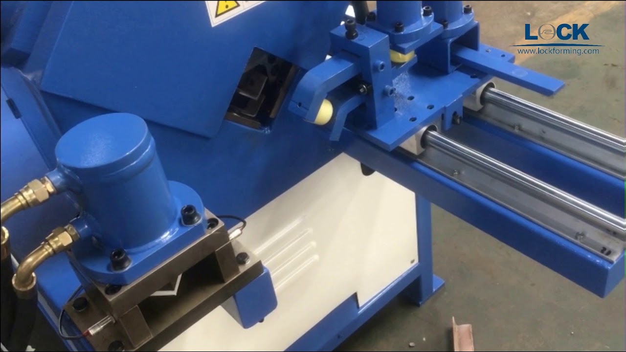 HVAC Angle Iron Flange Punching Machine - YouTube